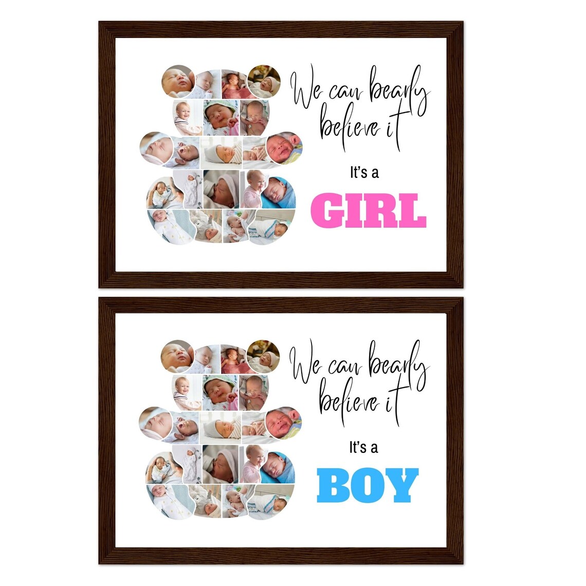 Bear Baby Photo Collage Template, Gender Reveal Announcement, Custom ...