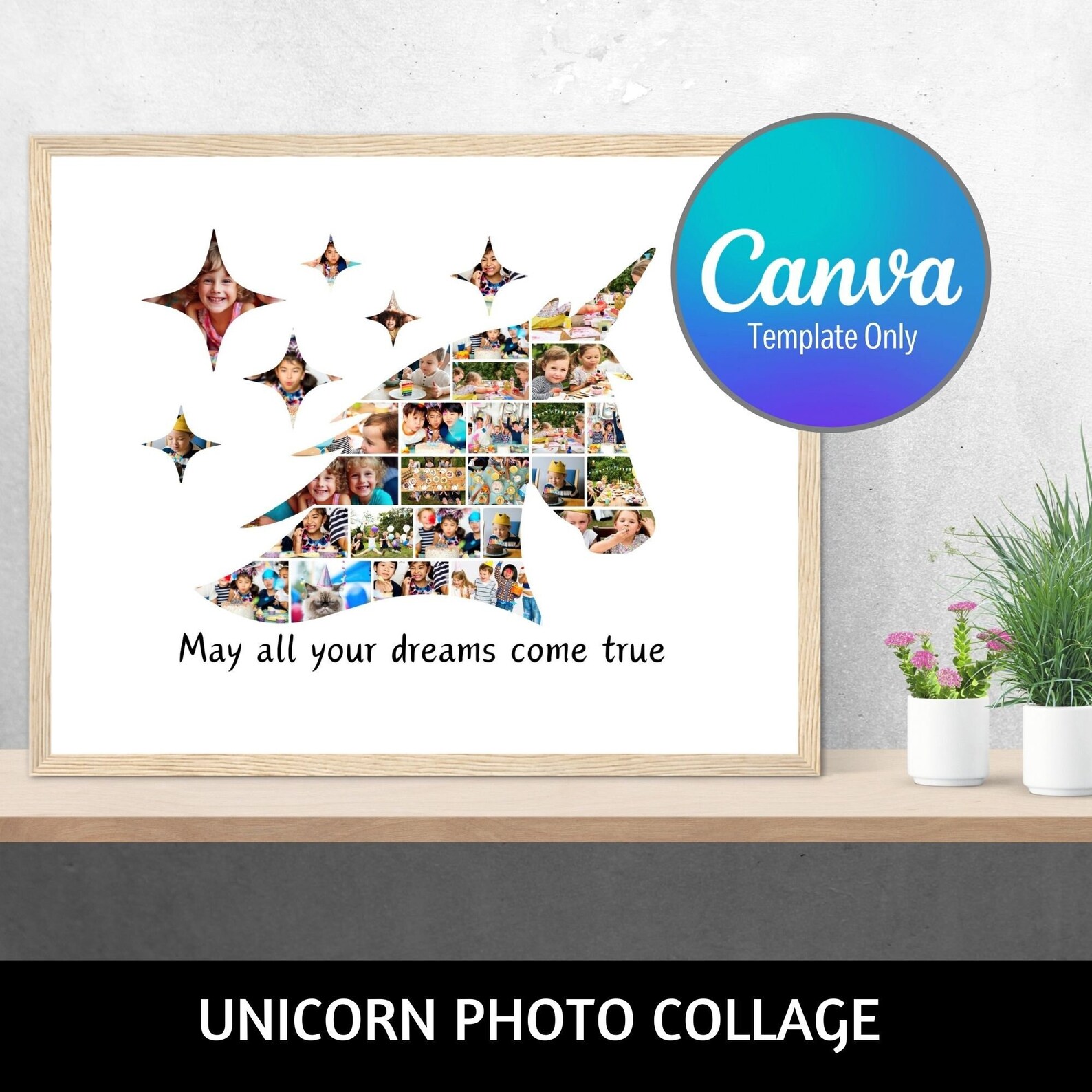 Unicorn Photo Gift, Unicorn Collage Canva Template, Unicorns, Unicorn ...