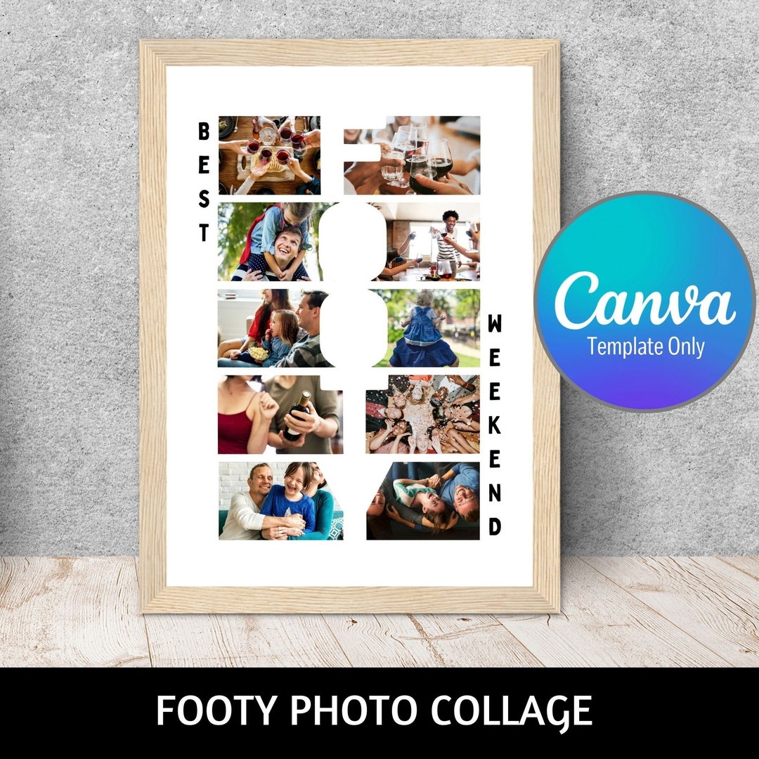 Footy Fans Photo Collage Template, Sports Gift, Editable Canva Template ...