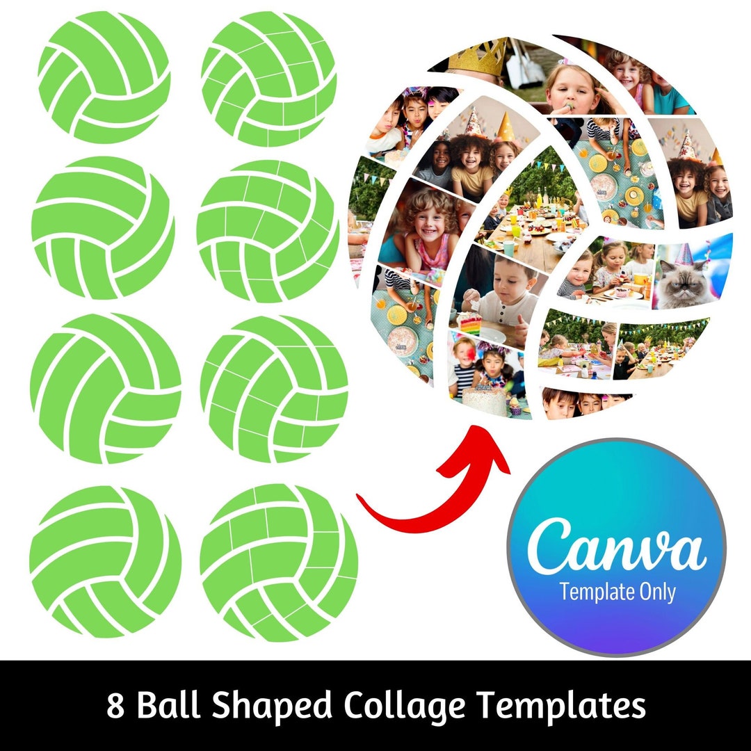 Volleyball Photo Collage Canva Template, Ball Shaped Frames, Sports ...