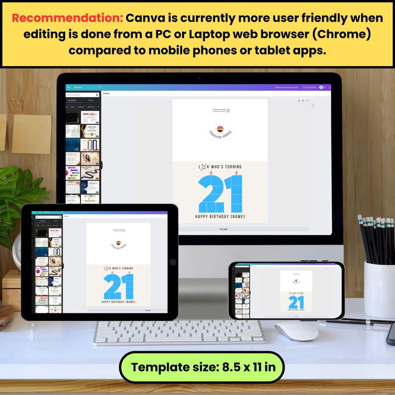 Editable 21st Birthday Photo Card Template, Canva Template Number ...