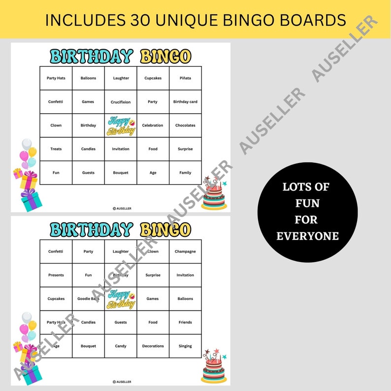 Printable Birthday Bingo Game for Kids and Adults Fun Party Game Idea ...
