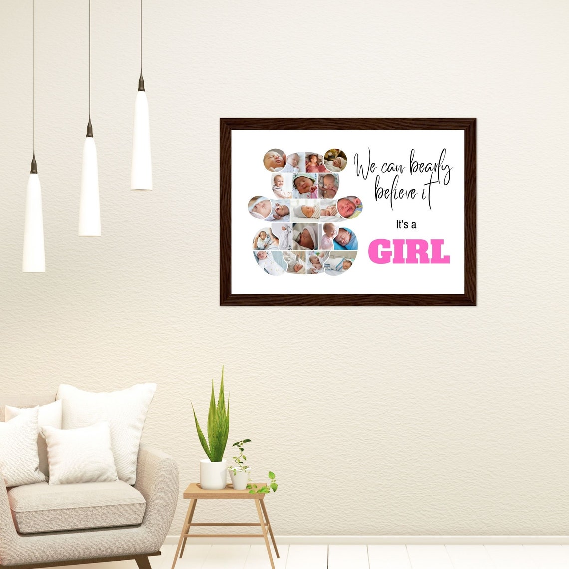 Bear Baby Photo Collage Template, Gender Reveal Announcement, Custom ...