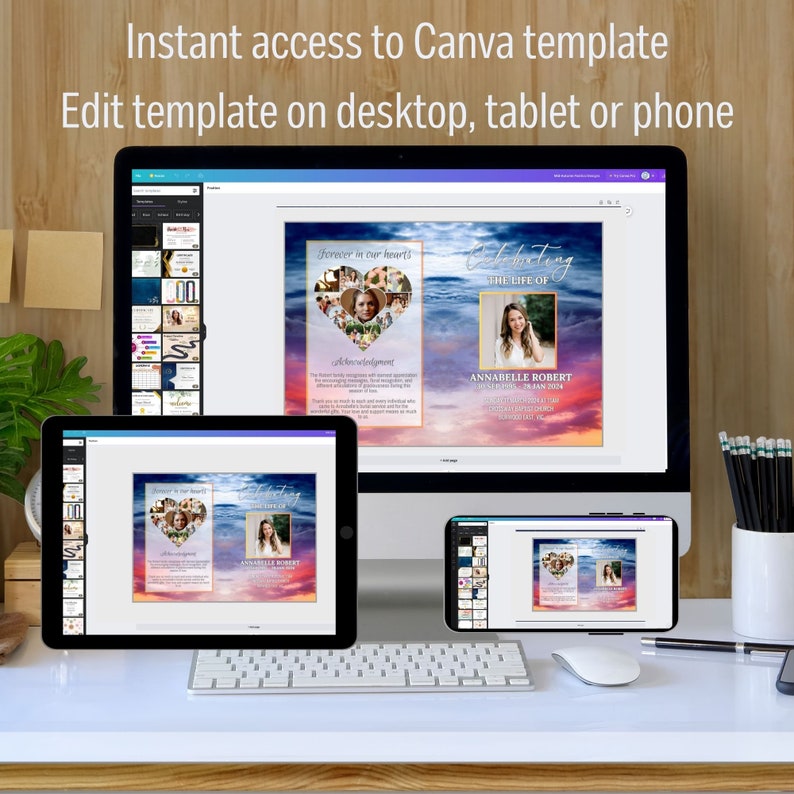Editable Funeral Program Template, Magic Sky, Obituary Template, Order ...