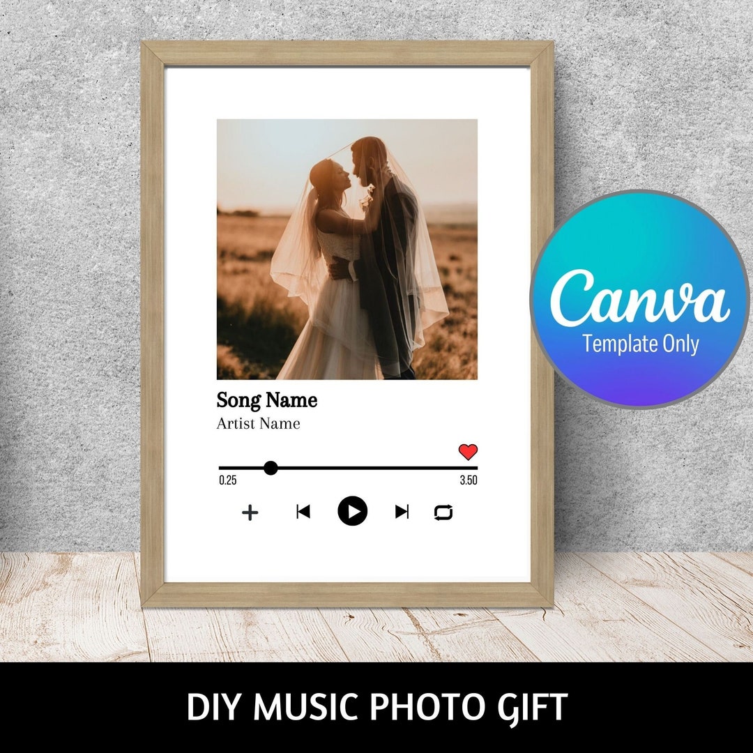 Editable Music Player Plaque Canva Frame Template | Personalised Photo ...