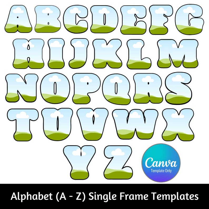 Alphabet (A-Z) Canva Photo Collage, Single Frame Letter Template, Fat ...