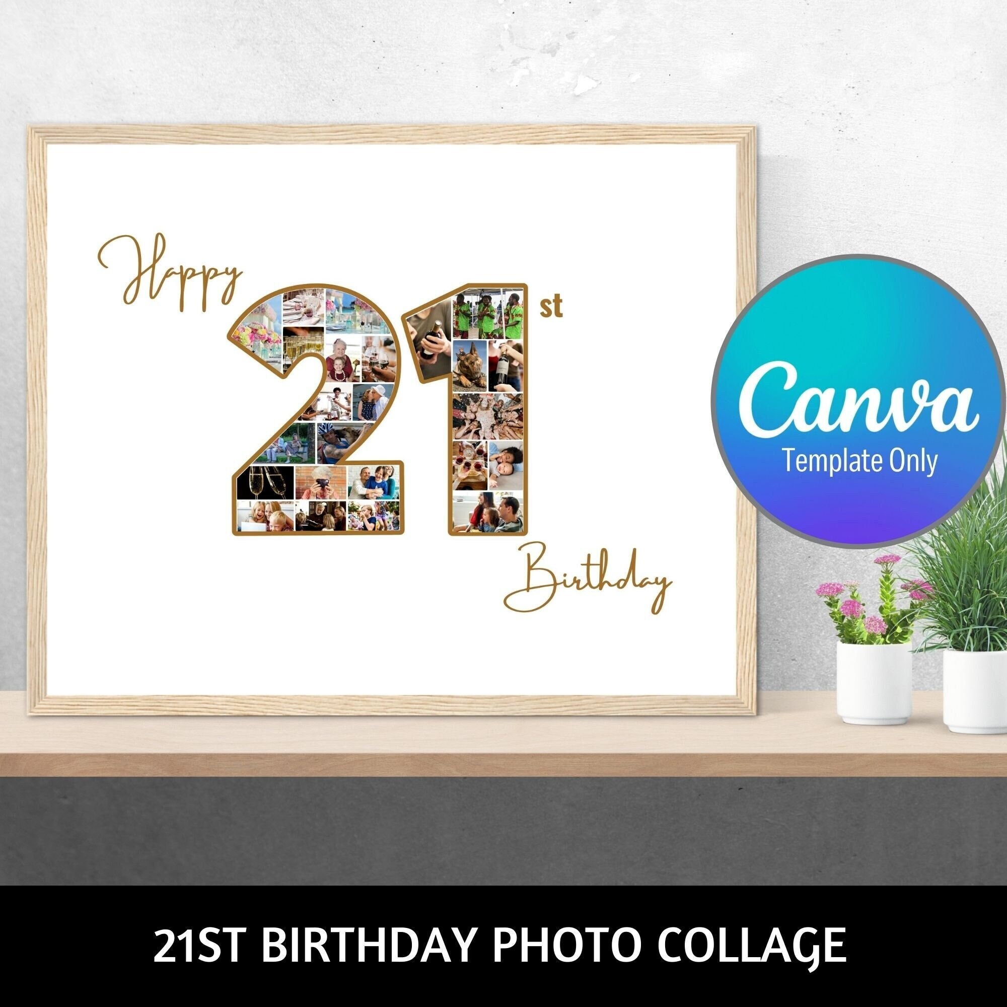Happy 21st Birthday, Birthday Photo Collage Template, 21 Years Old ...