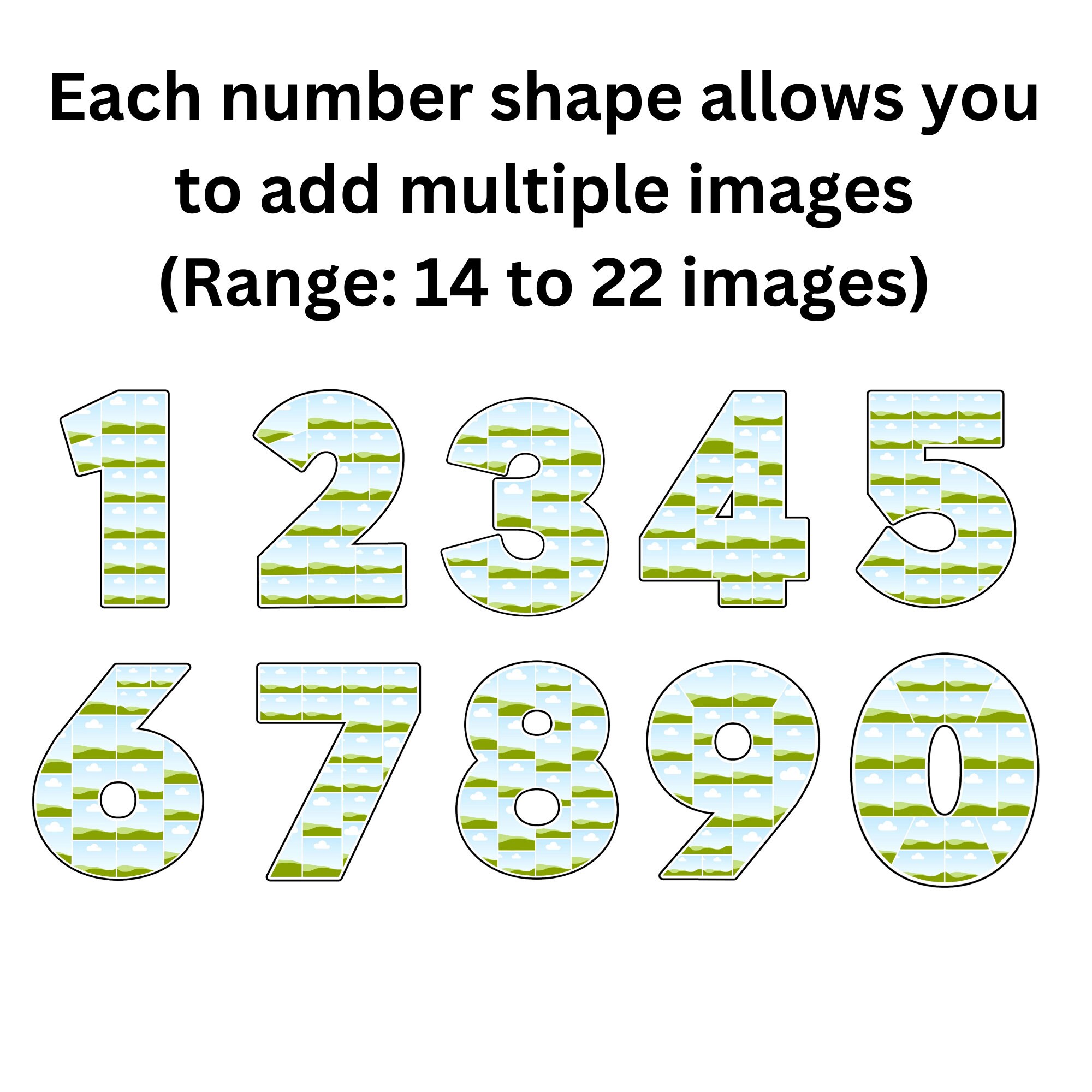 All Digits Canva Photo Collage, Frame Template, Svg 0 1 2 3 4 5 6 7 8 9 ...