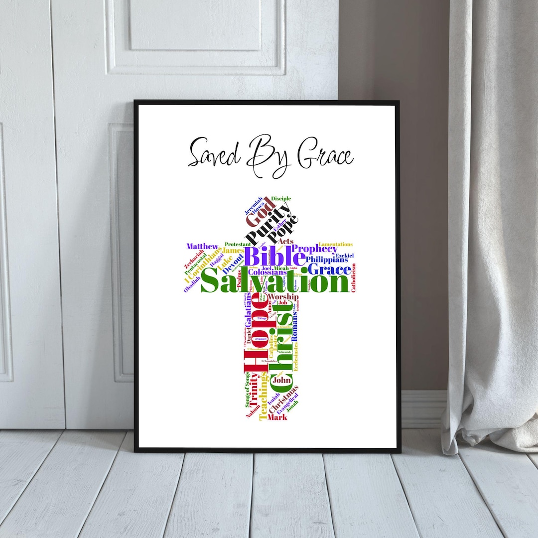 Crucifix Word Art, Christian Wall Decor, Christian Gift, Christian Word ...