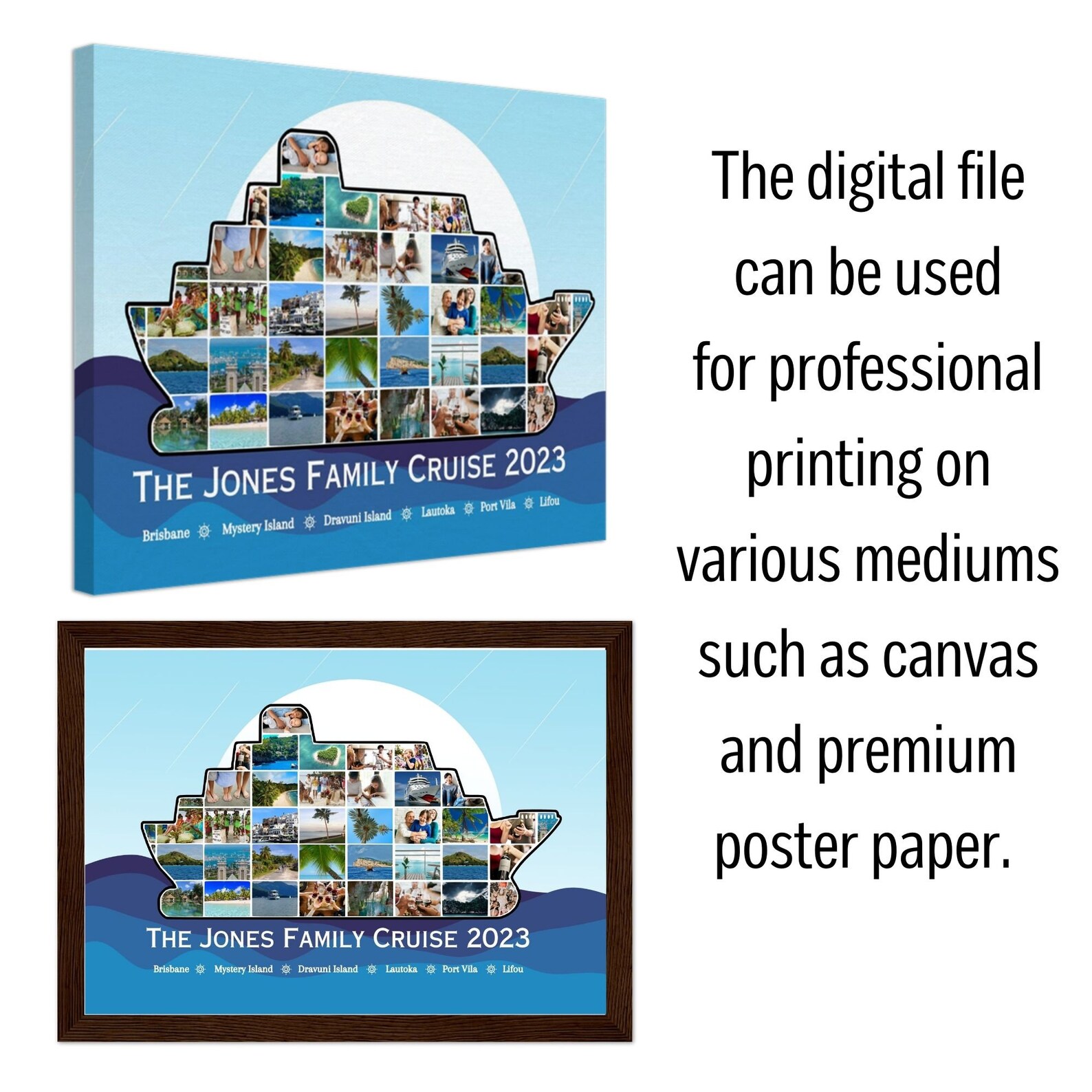 Cruise Ship Photo Collage, Home Decor Wall Art Printable, Custom Photo ...