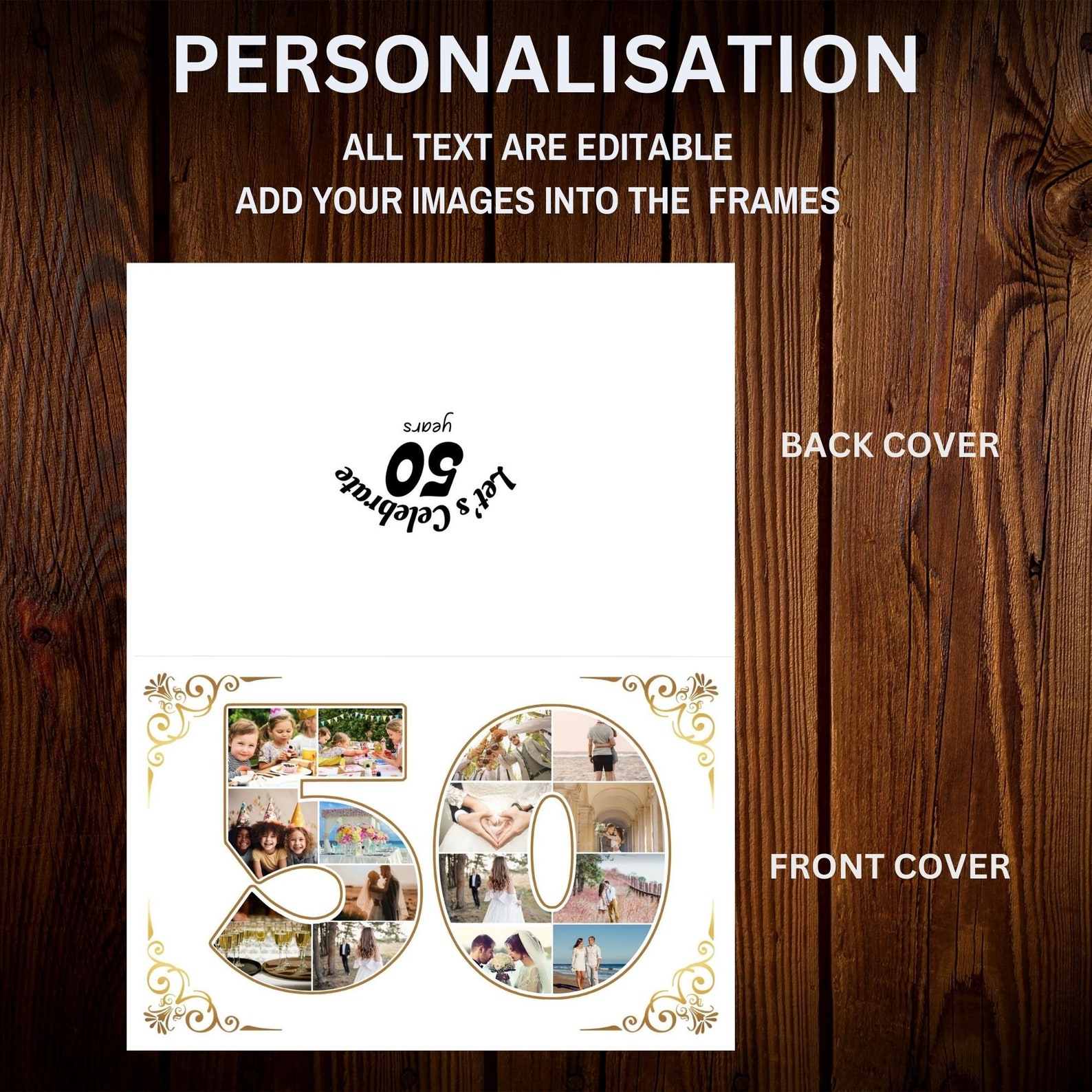 Editable Photo Collage Card Template, 50 Year Celebration Card, 50 Year ...