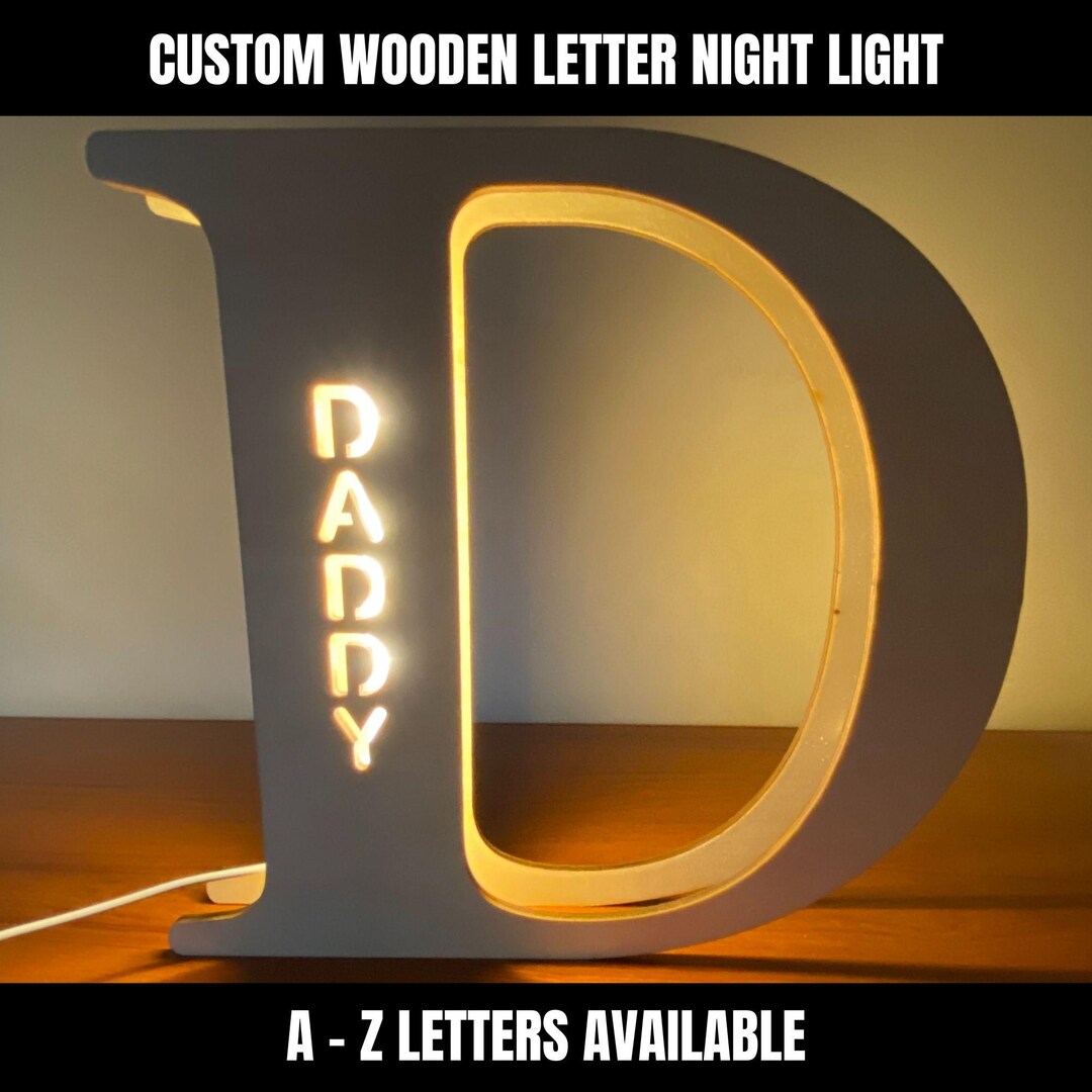 Custom Wooden Letter Shaped Night Light, A-Z Letters, 26 Letters, LED ...