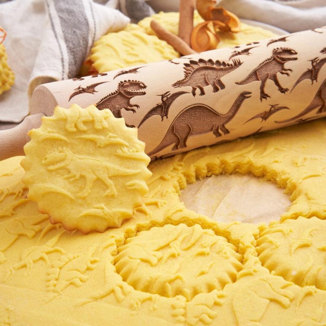 DINOSAUR Rolling Pin Embossing Rolling Pin Engraved Rolling - Etsy