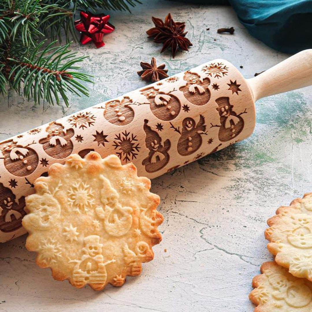 SNOWMEN CHRISTMAS Rolling Pin Embossing Rolling Pin Engraved - Etsy