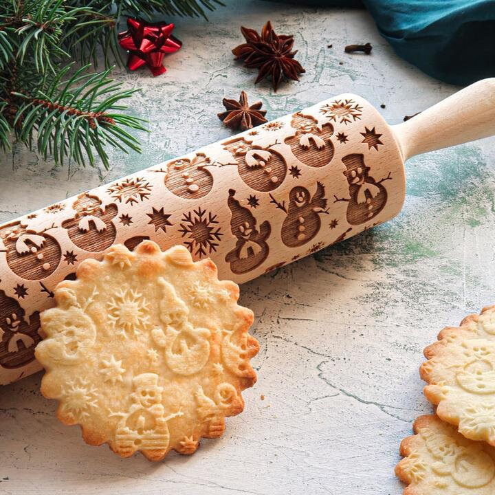 SNOWMEN CHRISTMAS Rolling Pin Embossing Rolling Pin Engraved | Etsy