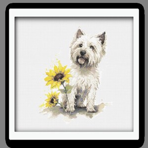 Sunflower Westie Cross Stitch Pattern PDF Digital Design - Etsy