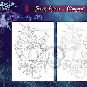 Morgana Faebruary Greyscale and Line Art Coloring Page Pack Printable ...