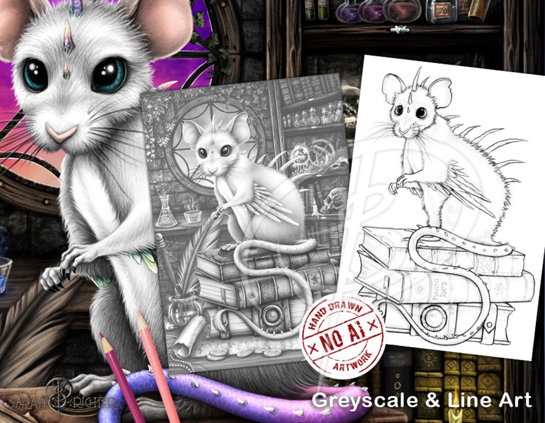 Coloriage Magic Rat en niveaux de gris et dessins au trait à imprimer ...
