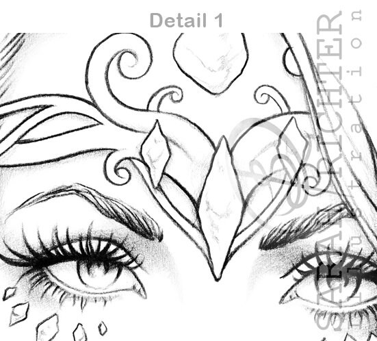 Valandriel Coloring Page Printable Pdf by Sarah Richter - Etsy