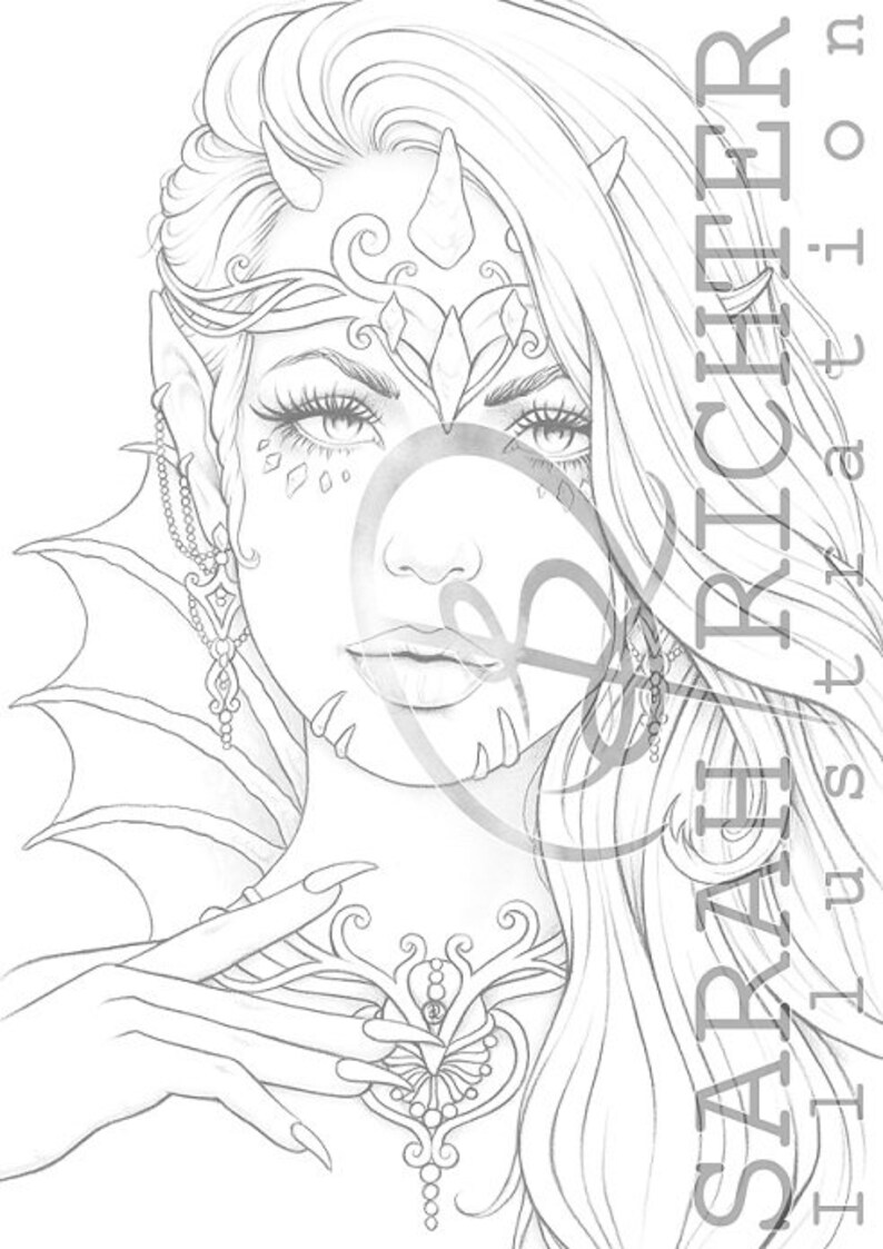 Valandriel Coloring Page Printable Pdf by Sarah Richter | Etsy