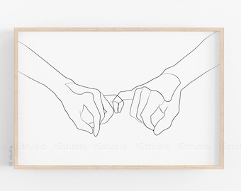 Pinky Swear Line Art Printable One Line Drawing Print Single | Etsy