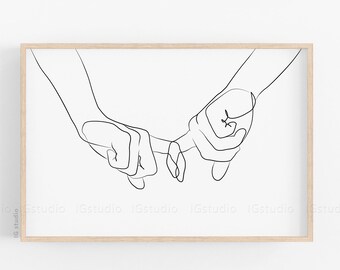 Pinky Swear Printable One Line Drawing Print Single Line Art | Etsy