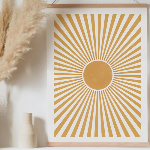 Rising Sun Wall Art Boho Wall Art Decor Mid Century Modern - Etsy