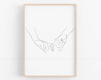 Pinky Swear Printable One Line Drawing Print Single Line Art | Etsy