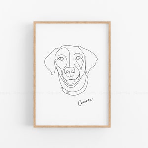 Pet Portrait, Dog Portrait Custom, Line Art, Custom Dog Portrait From ...