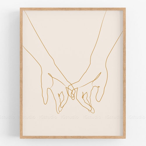 Pinky Swear Line Art Printable One Line Drawing Print Single - Etsy