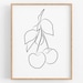 Cherry Line Art Print, Botanical Line Drawing Artwork, Single Line ...