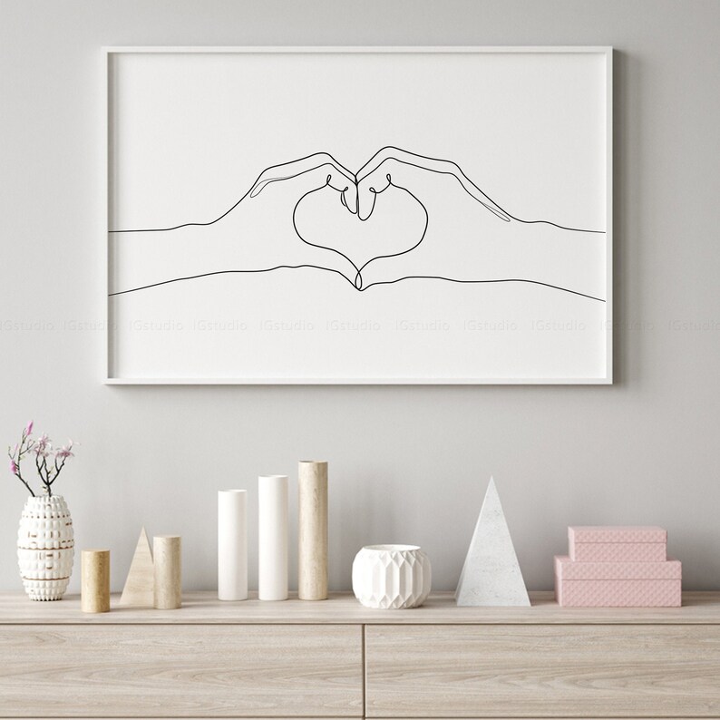 Hand Heart Printable One Line Drawing Print Love Hands - Etsy