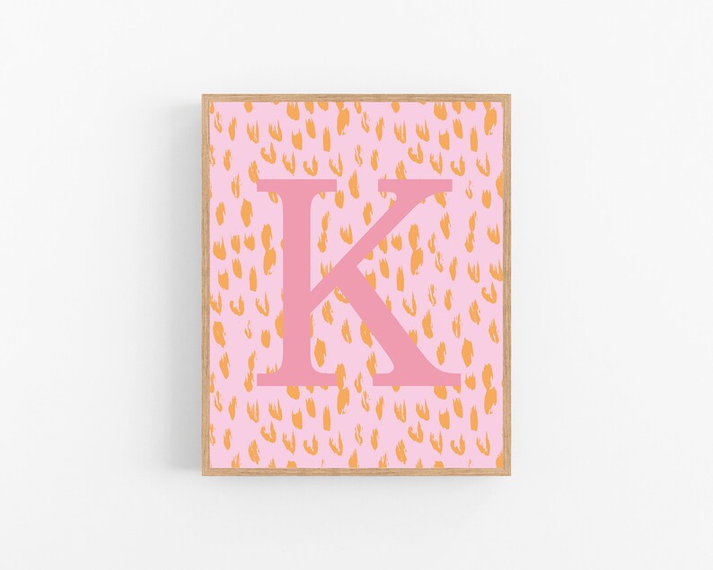 Personalized Letter Art Print Custom Initial Poster Pink - Etsy