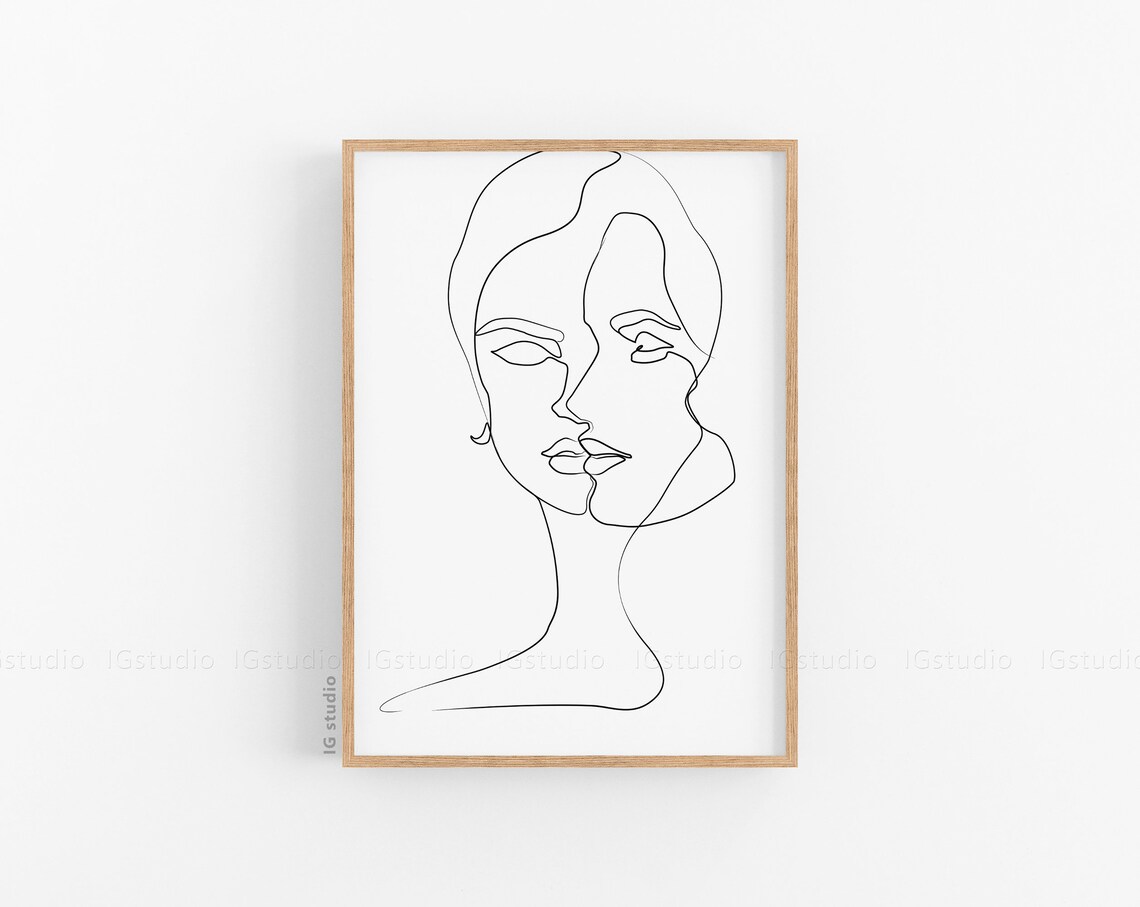 Faces Single Line Woman One Line Drawing Printable Line Art | Etsy