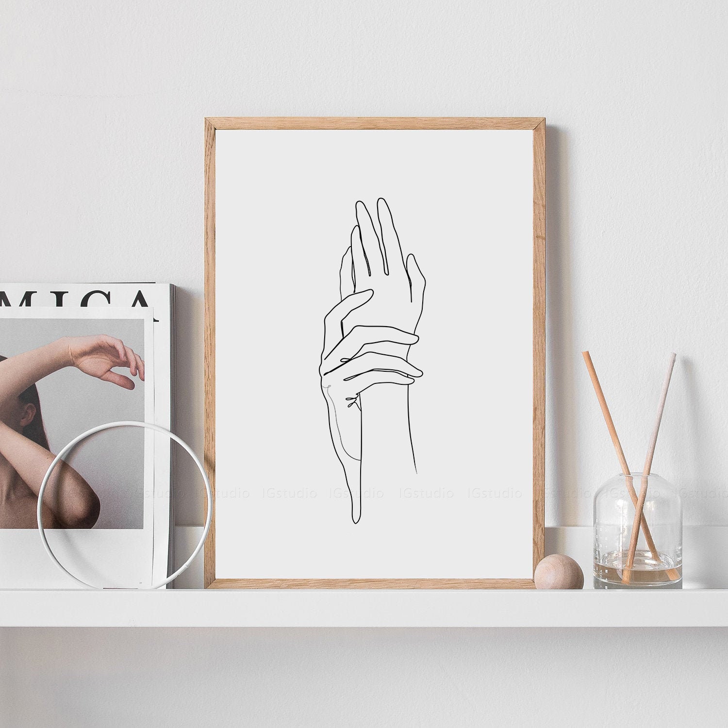 Holding Hands Line Art Print One Line Drawing Printable Wall | Etsy