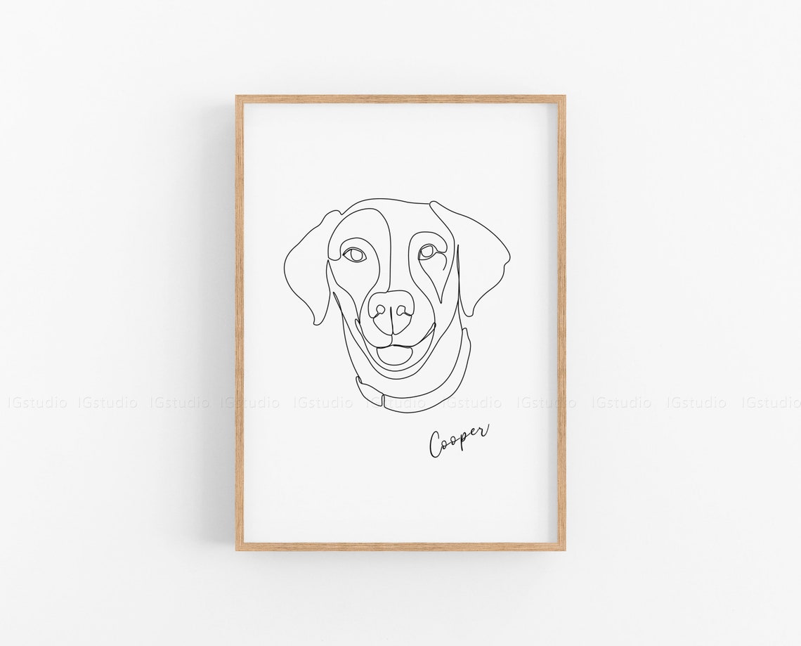 Pet Portrait Dog Portrait Custom Line Art Custom Dog - Etsy