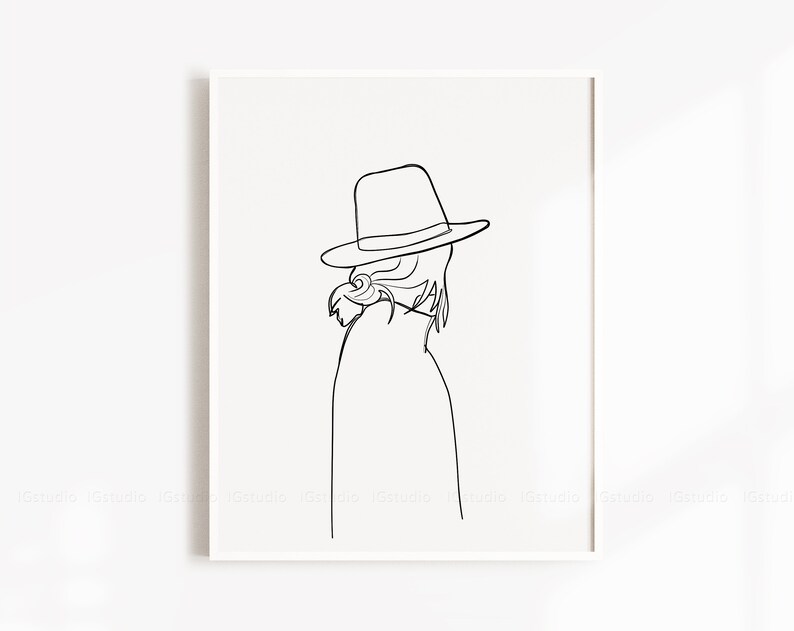 Woman Fashion Line Art Print One Line Drawing Minimalist - Etsy
