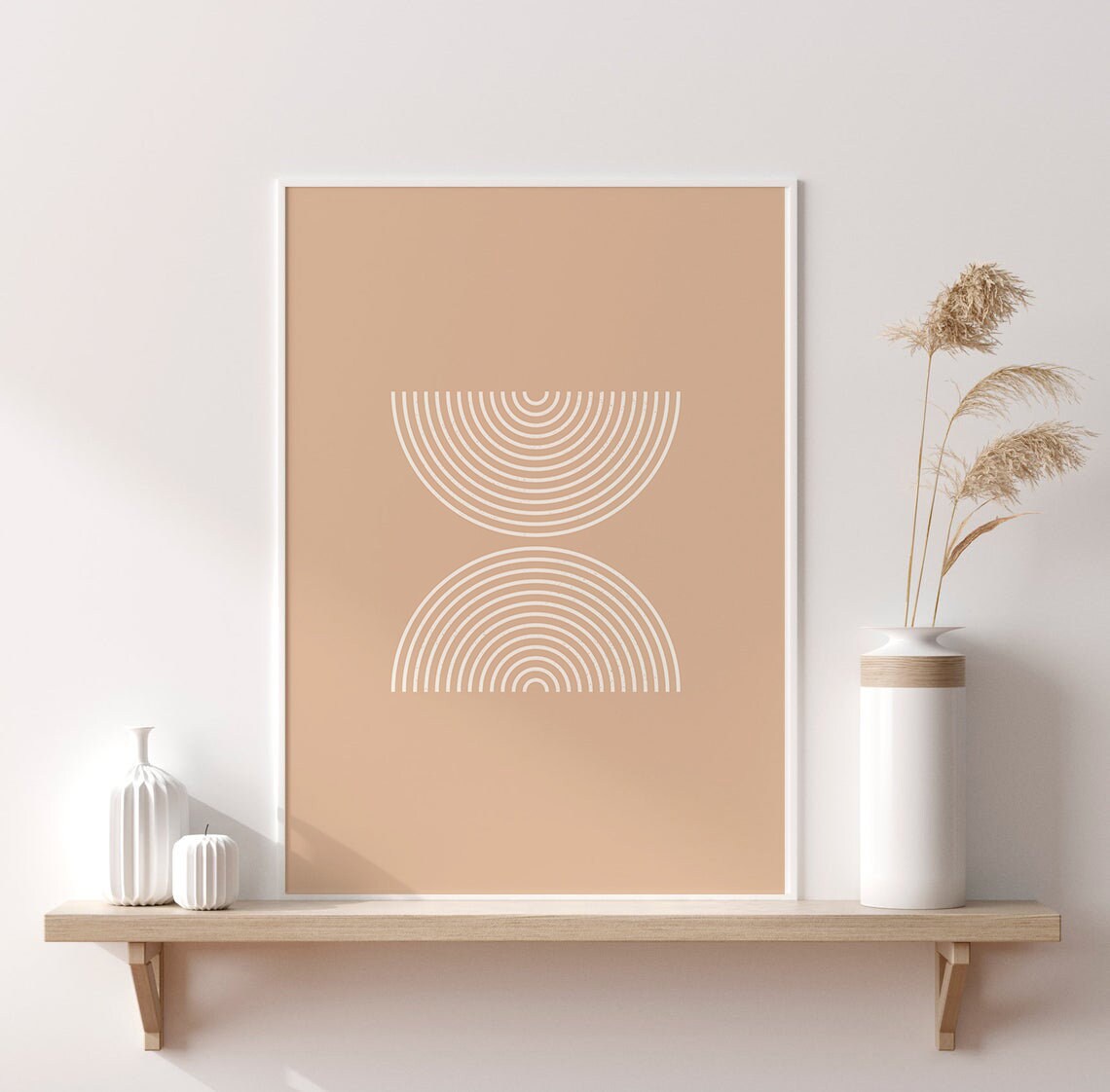 Mid Century Modern Rainbow Print Printable Wall Art Warm | Etsy