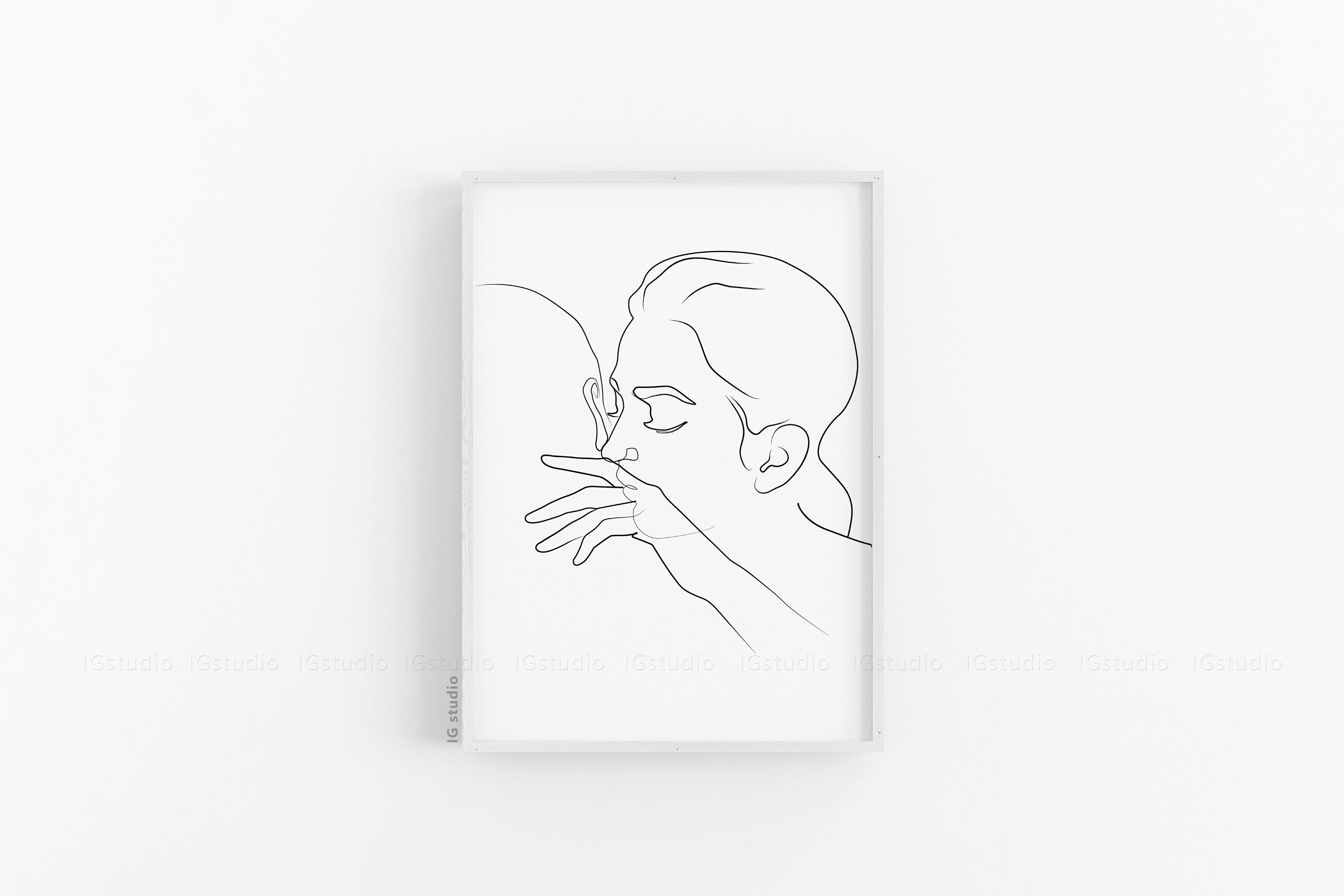 Couple Line Art Print One Line Drawing Couples Gift | Etsy