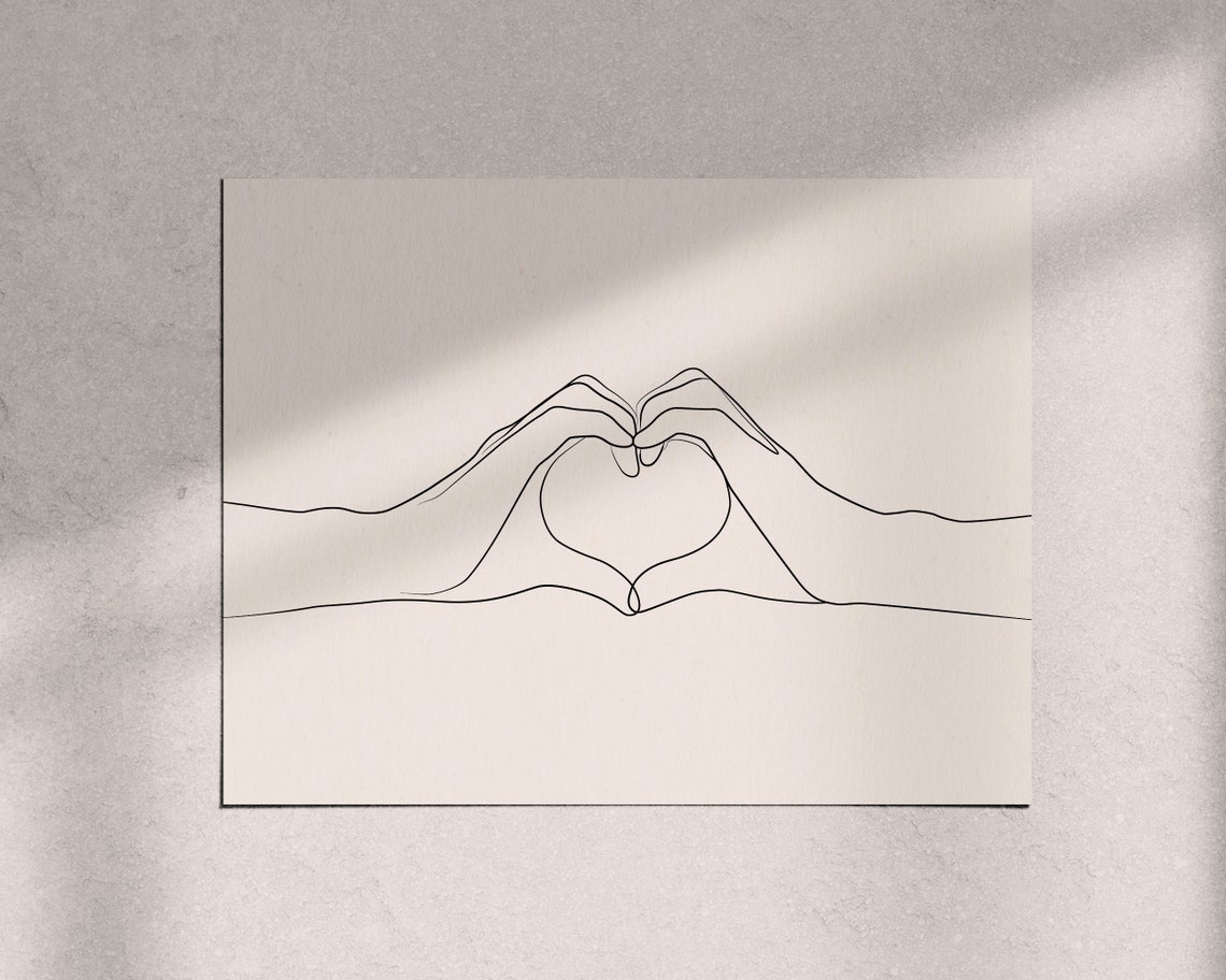 Hand Heart Printable One Line Drawing Print Love Hands - Etsy