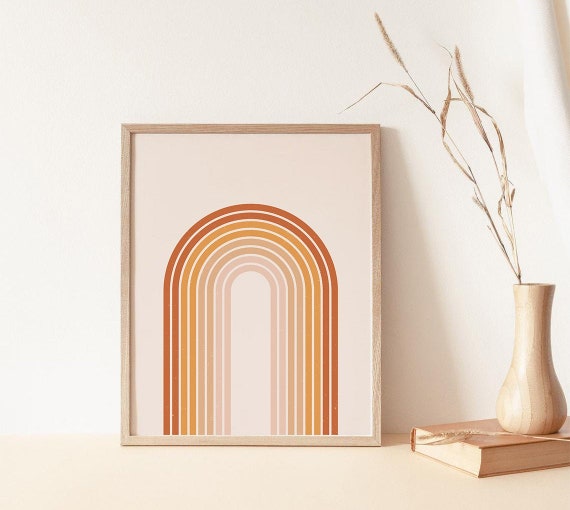 Boho Rainbow Print Printable Wall Art Mid Century Modern | Etsy