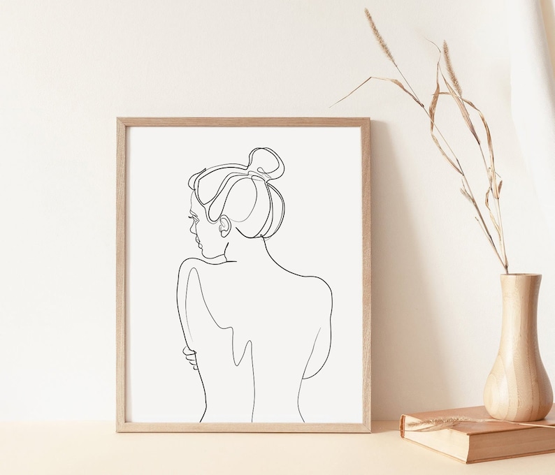 Female Back Line Art Woman Figure Drawing Printable Wall - Etsy