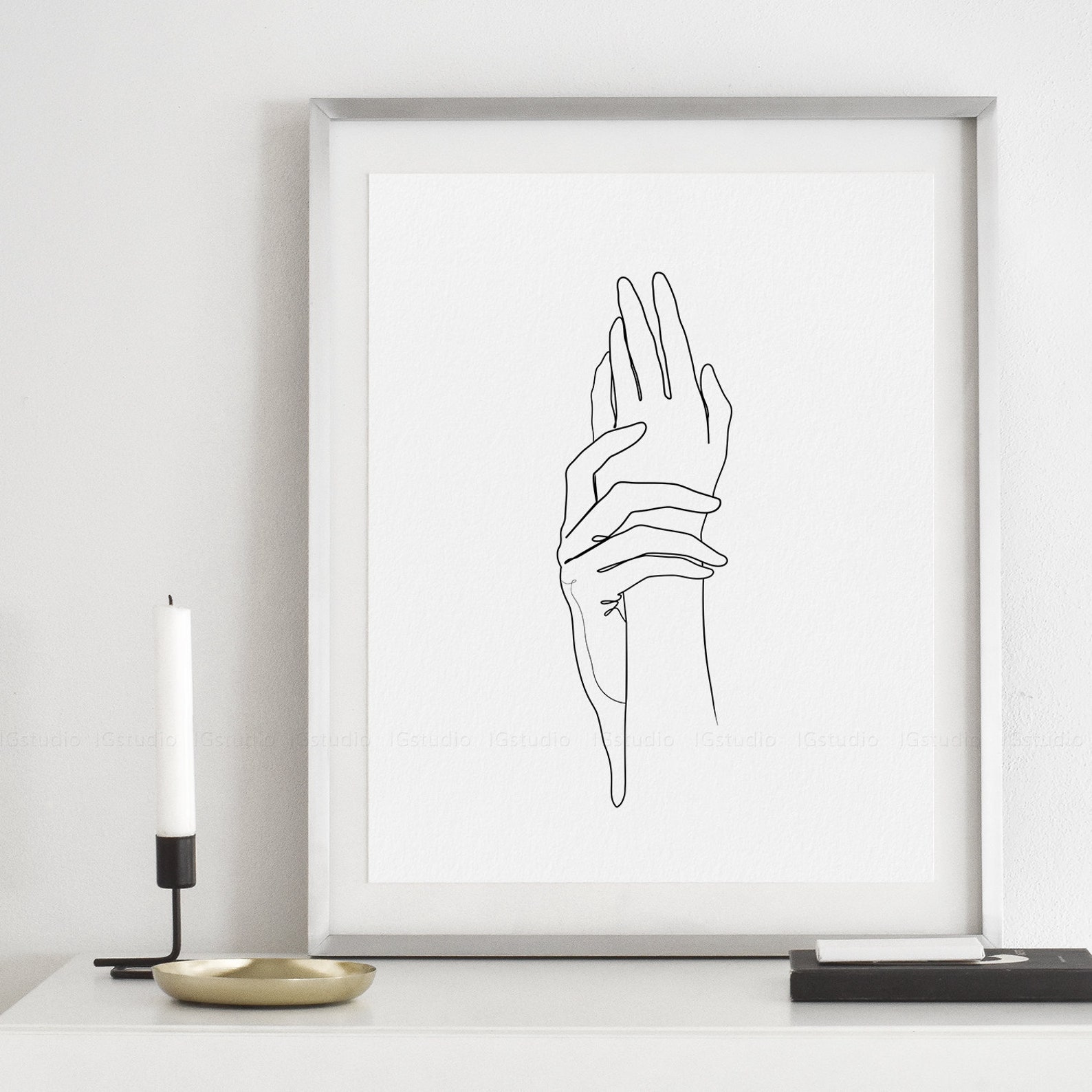 Holding Hands Line Art Print One Line Drawing Printable Wall | Etsy