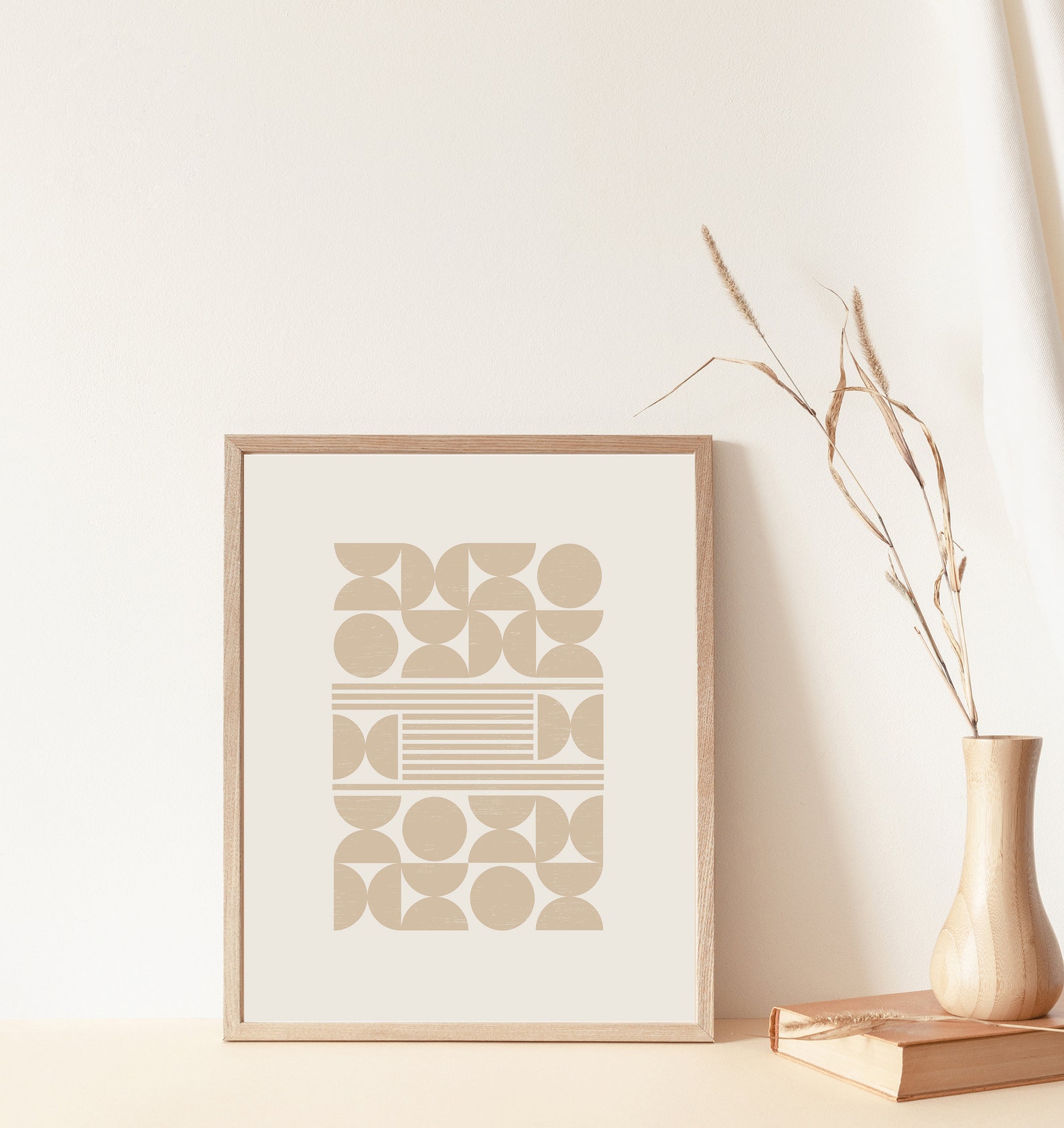 Beige Geometric Printable Mid Century Modern Art Neutral Wall - Etsy