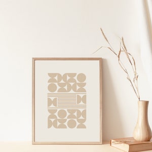 Beige Geometric Printable Mid Century Modern Art, Neutral Wall Art ...
