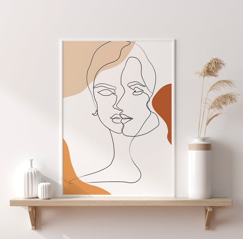 Faces Single Line, Woman One Line Drawing, Printable Line Art, Abstract ...