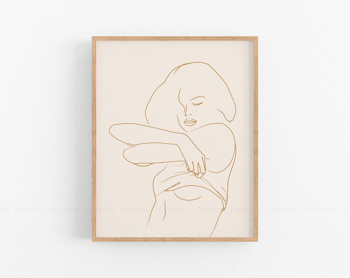 Abstract Woman Line Art Print, Female Body, Printable Wall Art ...