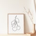 Cherry Line Art Print, Botanical Line Drawing Artwork, Single Line ...
