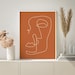 Abstract Burnt Orange One Line Drawing Face, Printable Line Art, Single ...
