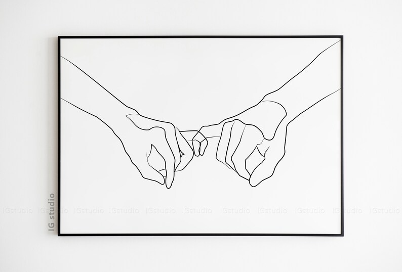 Pinky Swear Printable One Line Drawing Print Single Line Art - Etsy